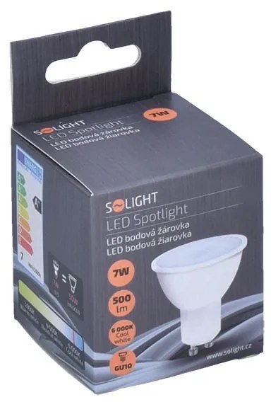 SOLIGHT LED žárovka bodová PAR16 7W, GU10, 6000K, 595lm
