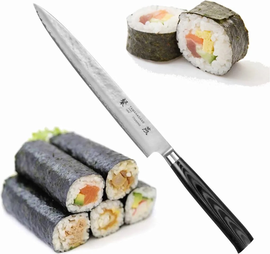 Tamahagane Tsubame Black VG5 Japonský Nůž Sashimi na filetování sushi 24 cm