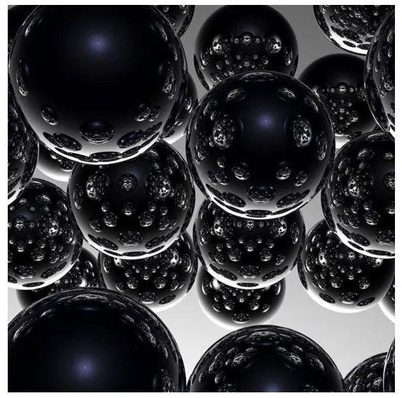 Abstraktní obraz - černé koule (30x30 cm), 40 dalších rozměrů