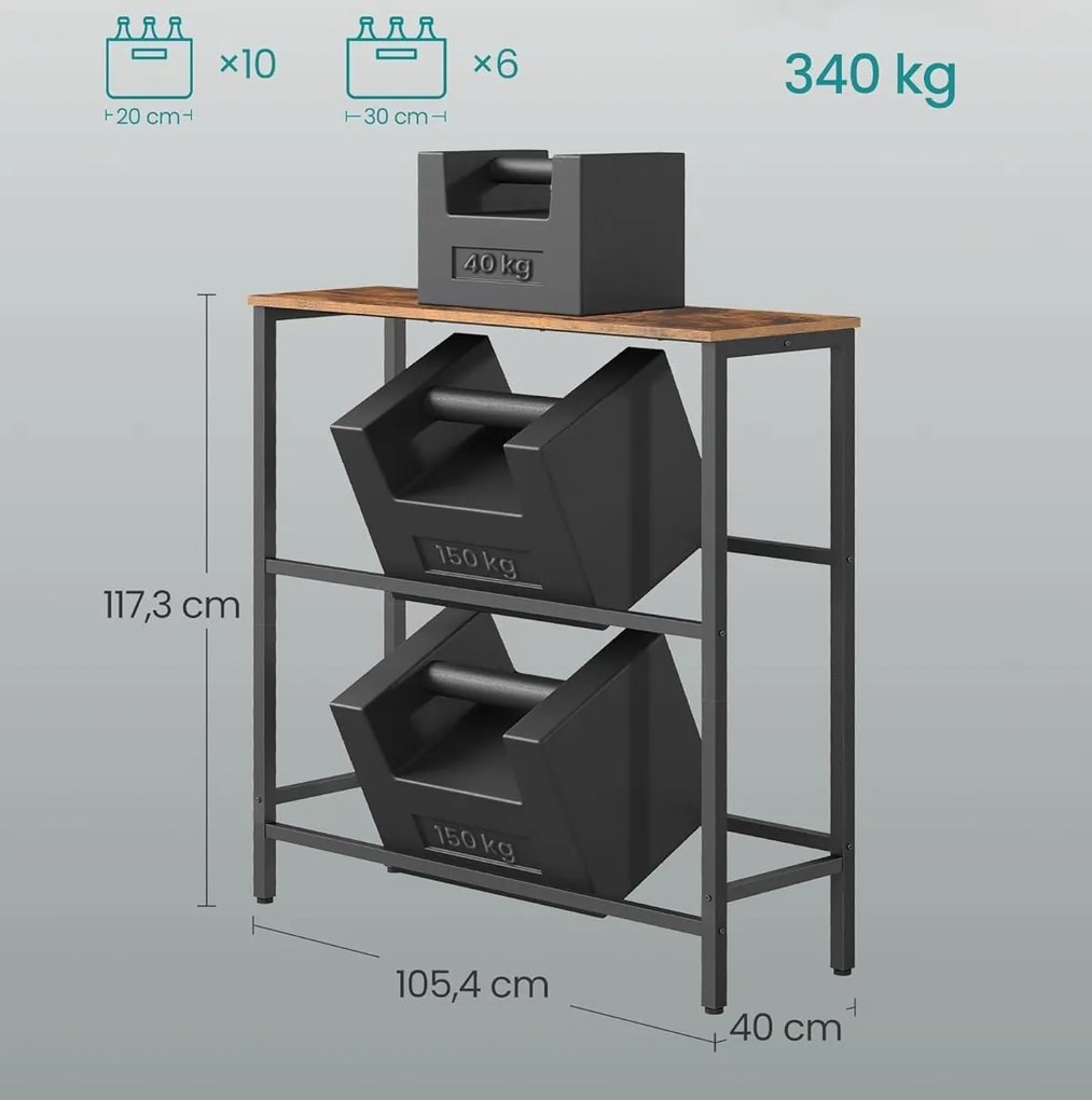 Kuchyňský regál na přepravky Jogin 105,4 cm černý/hnědý
