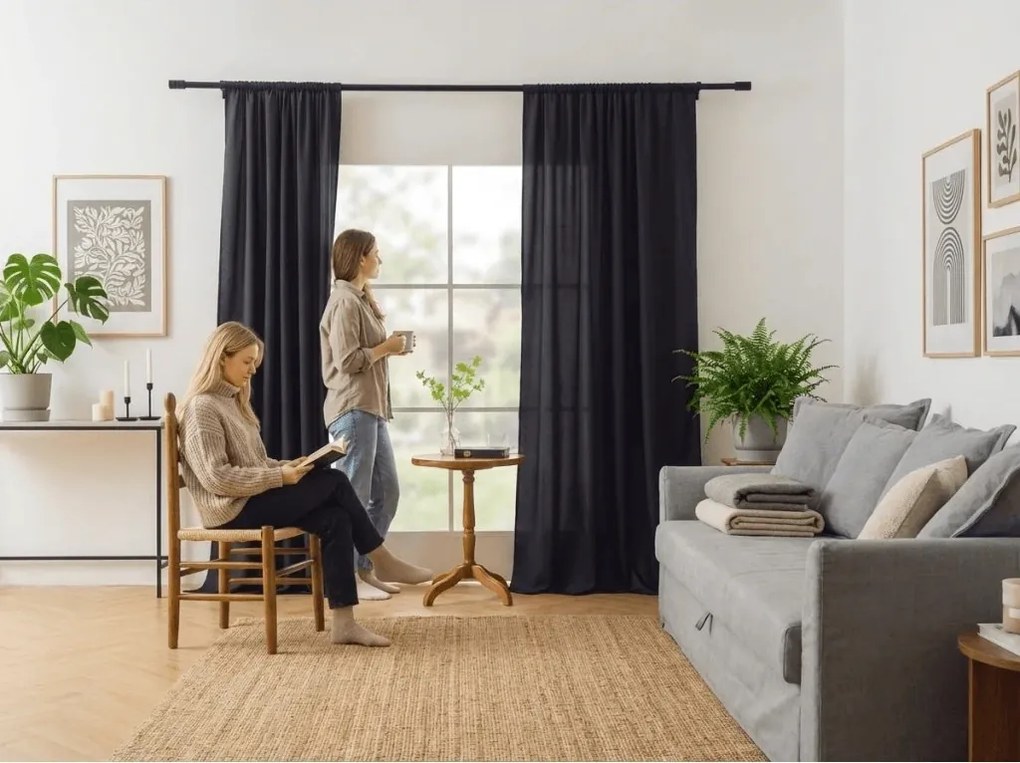 Závěs OXFORD LIGHT 140x250 cm, tmavě šedý Zavěšení: Řasící páska