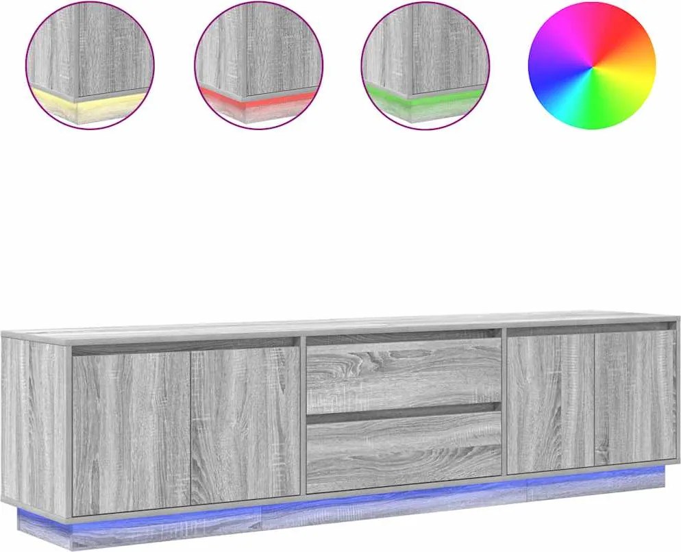 TV skříňka s LED světly šedá Sonoma 193,5x41x50 cm 3328440