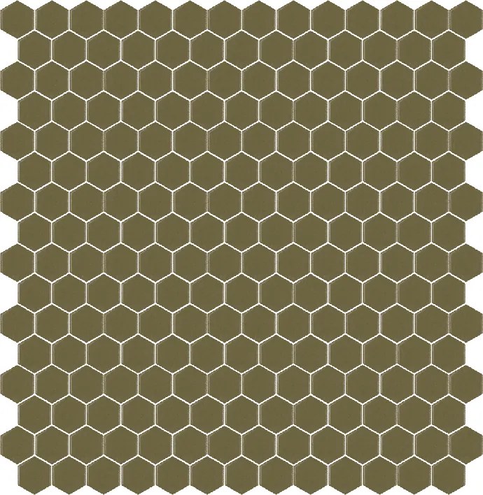 Hisbalit Skleněná mozaika hnědá Mozaika 321A SATINATO hexagony 2,3x2,6 (33,33x33,33) cm - HEX321ALH