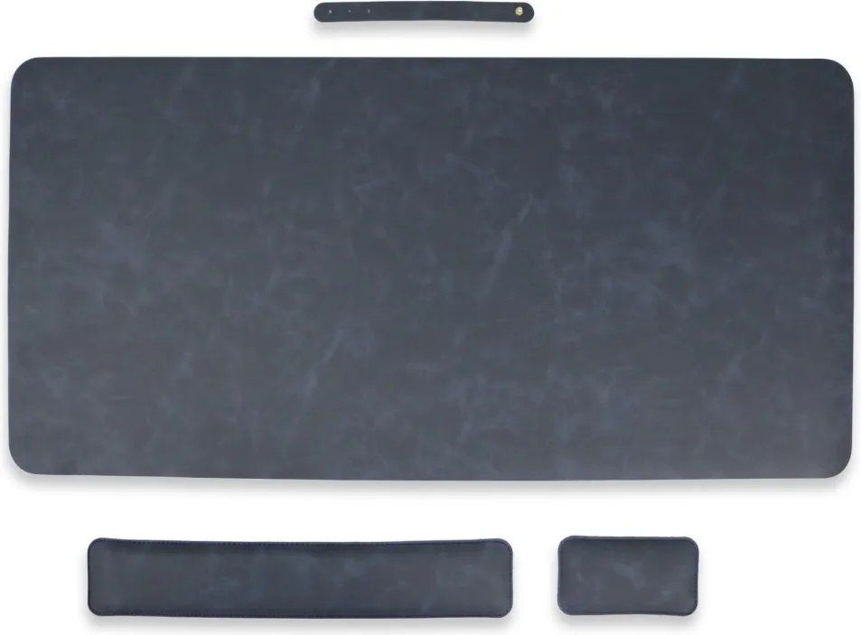 Podložka na stůl 80 × 40 cm s opěrkami zápěstí - 3-dílná sada - tmavě modrá