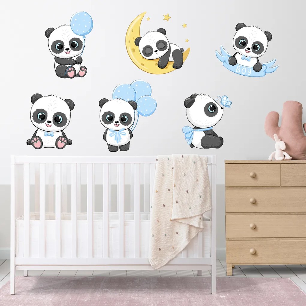 PIPPER. Samolepka na zeď "Panda - kluk" Materiál: Textilní samolepka