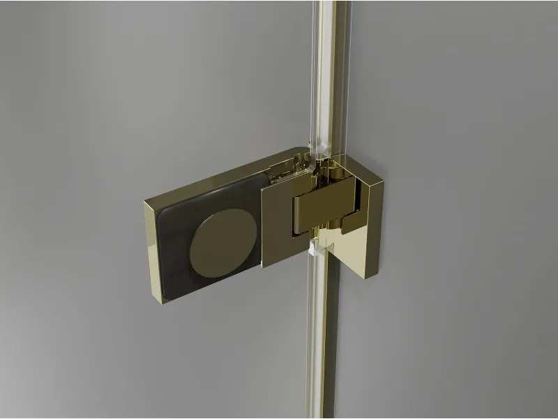Mexen Lunar-F, L skládací levé sprchové dveře 135 cm, čiré sklo, zlatý profil, 836SL-135-050-50-00-L