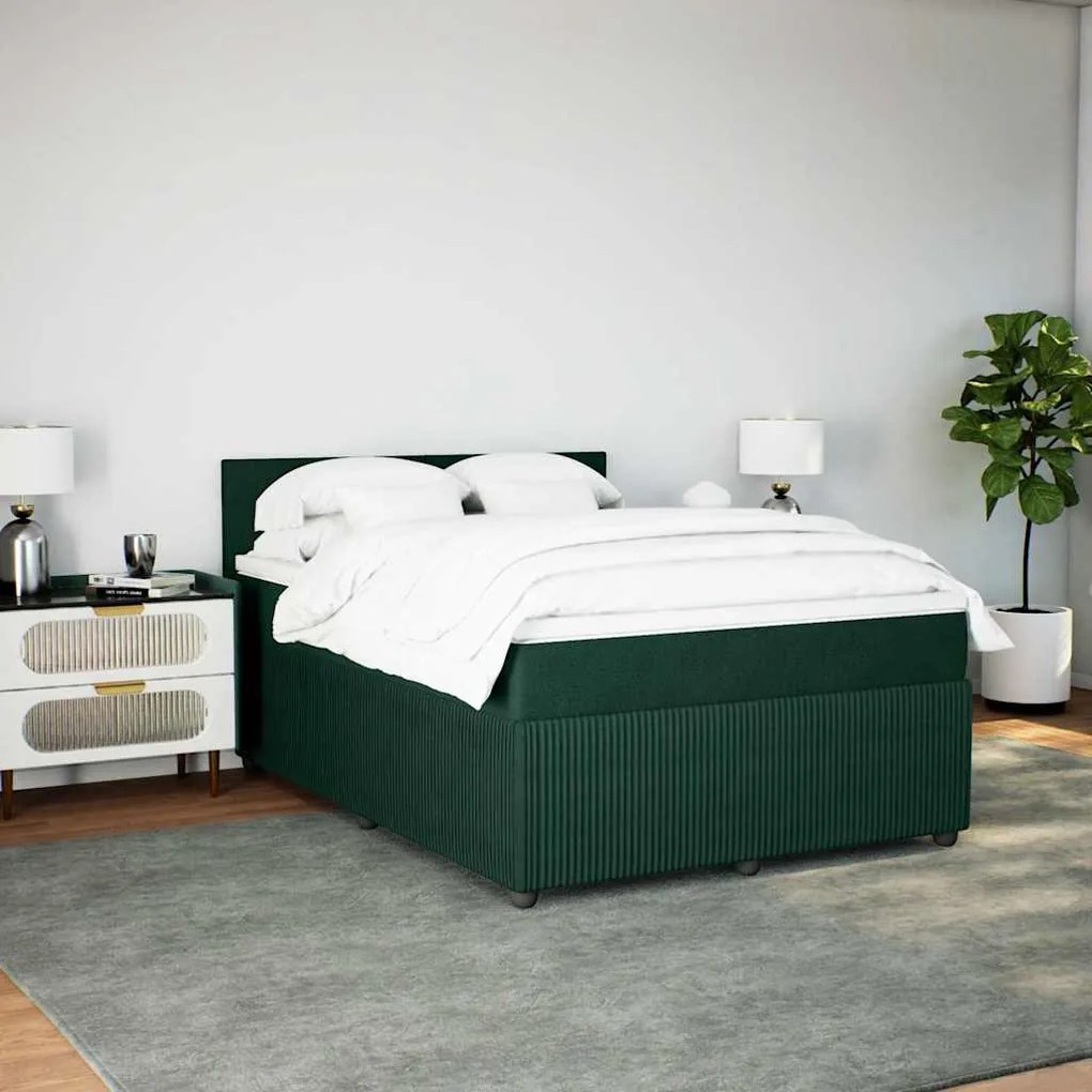 Box spring postel s matrací tmavě zelená 140x200 cm samet 3287755