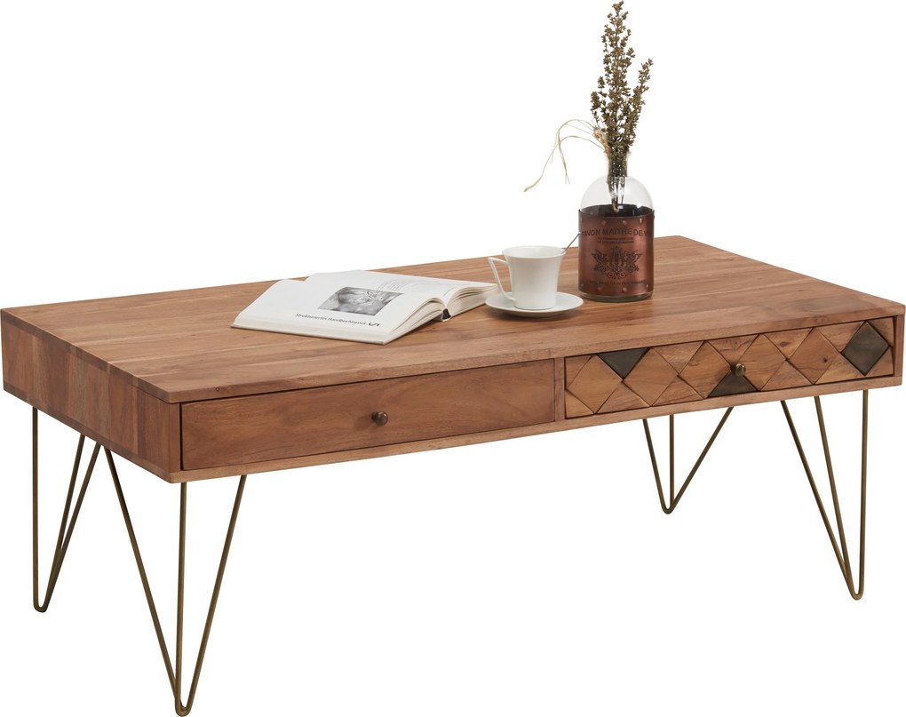 XXXLutz KONFERENČNÍ STOLEK, barvy akácie, bronzová, dřevo, kov, kompozitní dřevo, 115/60/45 cm Ambia Home - Konferenční stolky - 001944001106