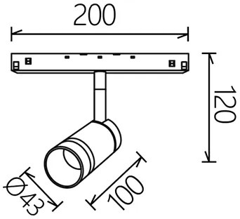 Mantra Magneto 48V Split, černý spot LED 7W 2700K 38°, TRIAC, průměr 4,3cm