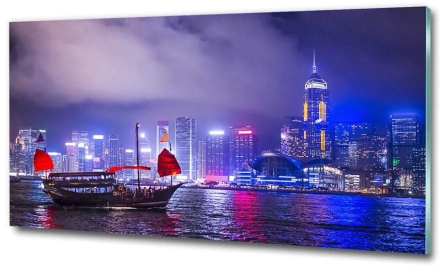 Wallmuralia Fotoobraz na skle Noční Hongkong 100x50