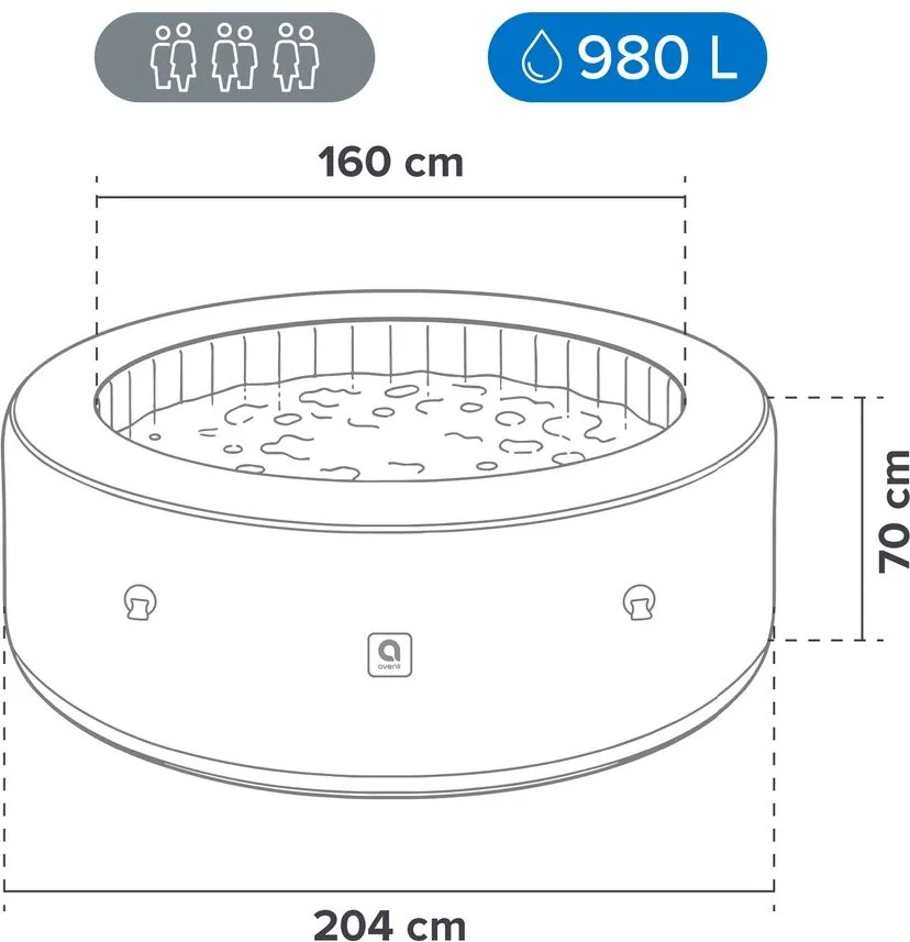 AVENLI NICE jacuzzi SILVER - nafukovací vířivka pro 6 osob