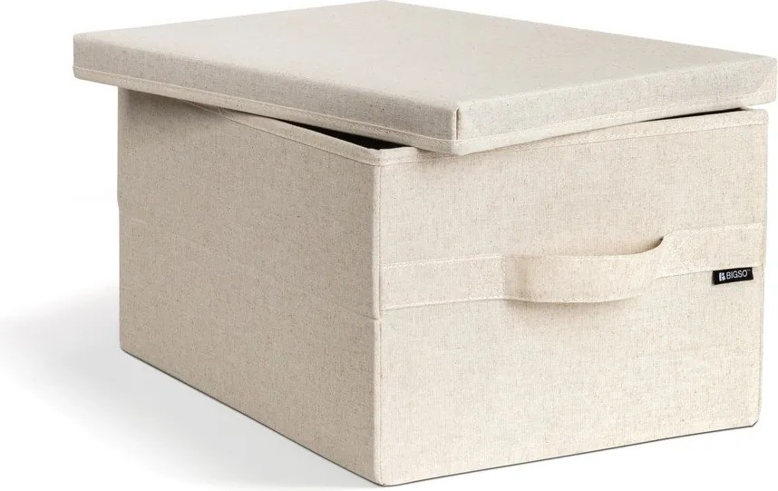 Béžový látkový úložný box s víkem 31x41x22 cm Soft Storage Medium – Bigso