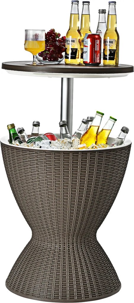 Costway Cool box taburet zahradní stůl výškově nastavitelný ledový chlazený