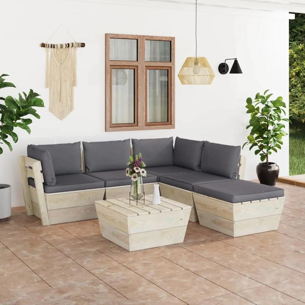 vidaXL 6dílná zahradní sedací souprava z palet + podušky smrkové dřevo [3063557] Barva: Béžová