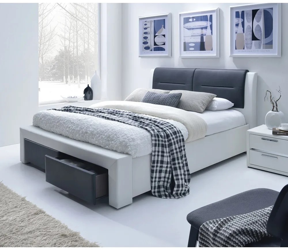 Postel Cassandra S 140 × 200 cm, bílá / černá