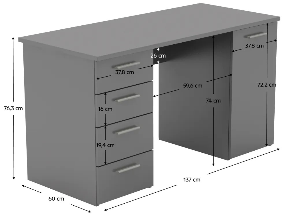 Kondela Psací stůl, grafit, EUSTACH