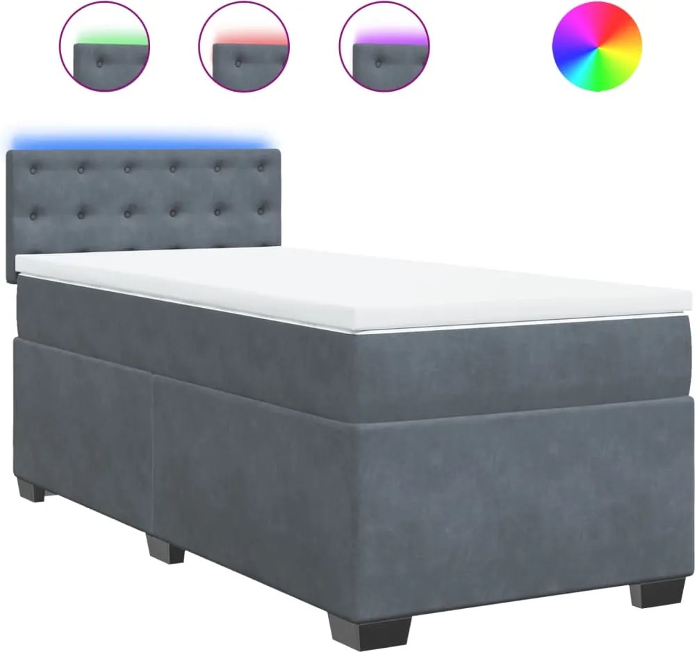Box spring postel s matrací tmavě šedá Single samet 3288774