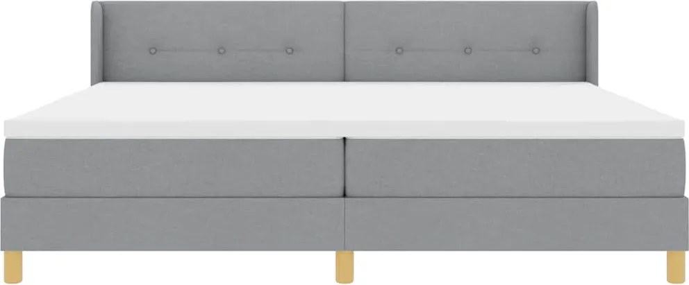 Postel s boxspringem s čelo Světle šedá 200 x 200 cm textil 3341314