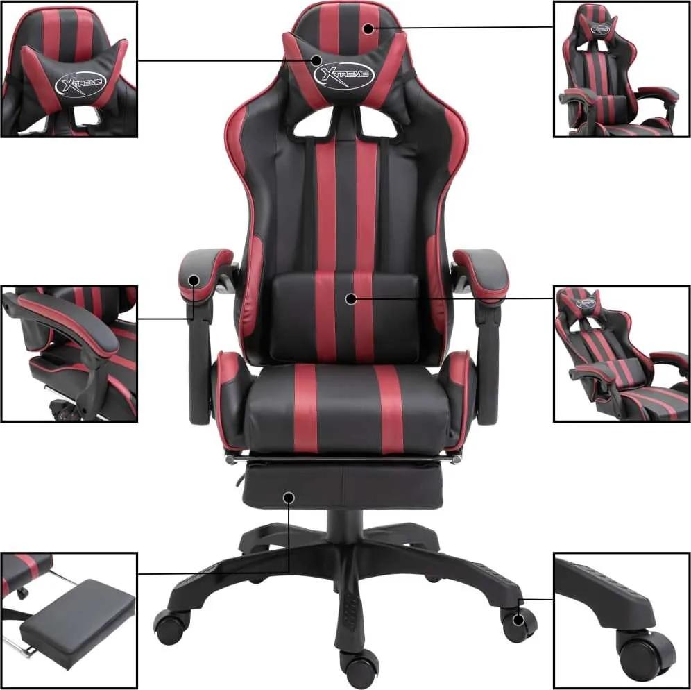 vidaXL Herní židle s podnožkou umělá kůže [20223] Barva: vínová červená
