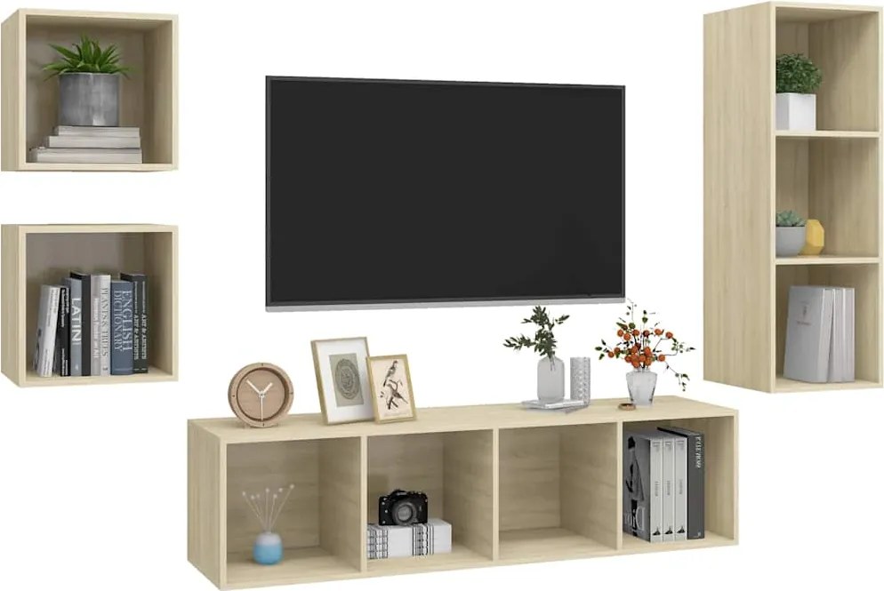 4dílný set TV skříněk dub sonoma kompozitní dřevo 3079775