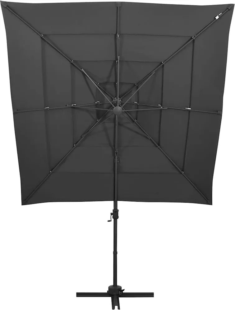4stupňový zahradní slunečník hliníková tyč antracit 250x250 cm 313822
