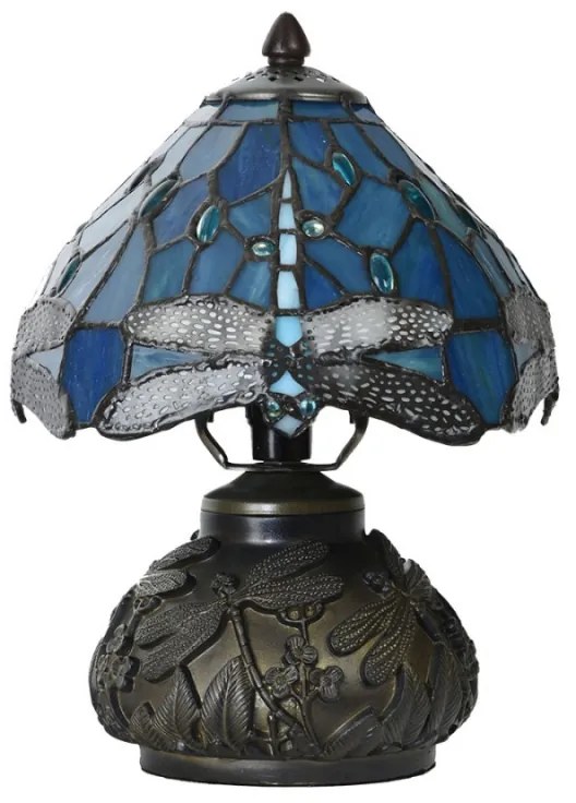 Stolní lampa Tiffany Dragonfly modrá s motivem vážky – 20x28 cm