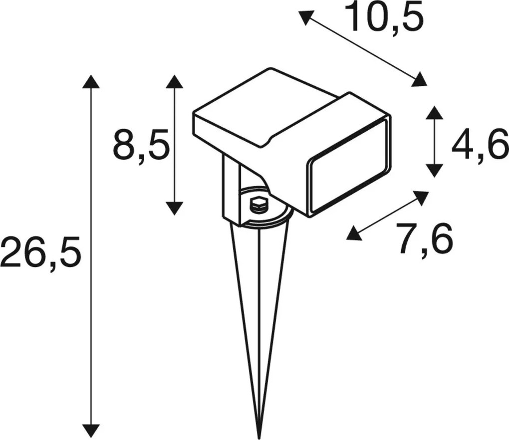 LA 1008479 SYNA WIDE svítidlo se zemním hrotem, 3000 K, 115°, IP65, hranaté, černé - BIG WHITE (SLV)