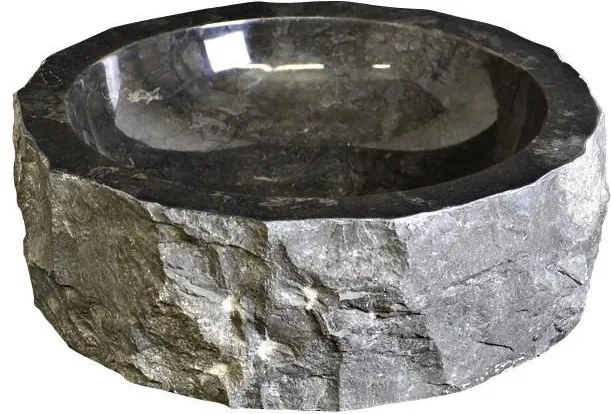 DIVERO D38538 umyvadlo z přírodního kamene - černý mramor