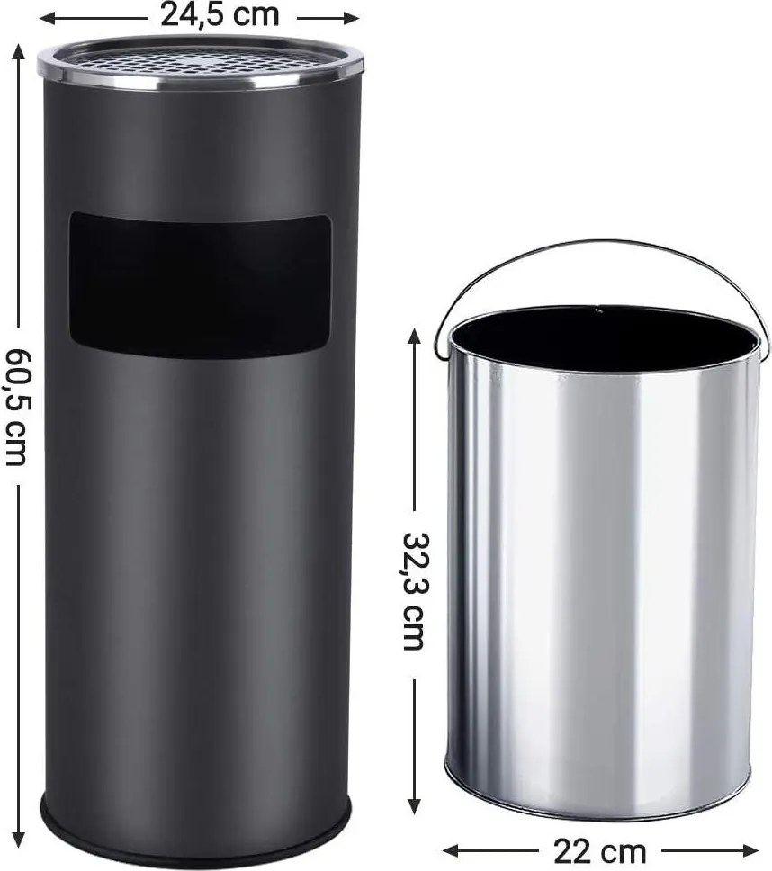 Venkovní stojací popelník 30L, černý