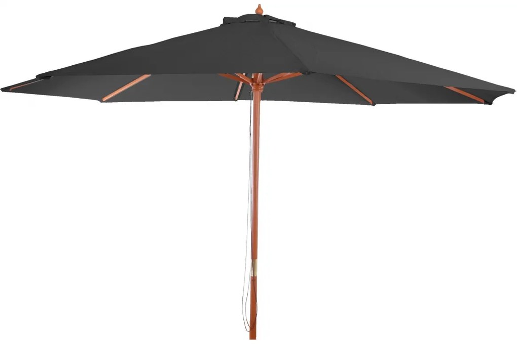 Slunečník Florida Ø 3,5m - polyester/dřevo - antracit