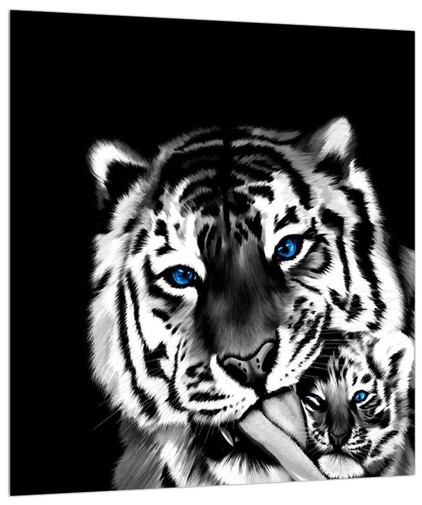Obraz tygra s mládětem (30x30 cm)