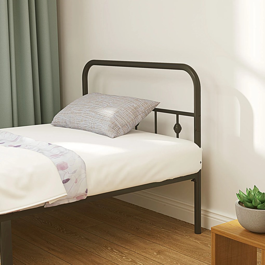 HOMCOM Rám postele pro matraci 200 x 90 cm, skládací rám postele, kovová postel vysoká 82,5 cm, kovový rám postele z kovu, do ložnice, pokoj pro host…