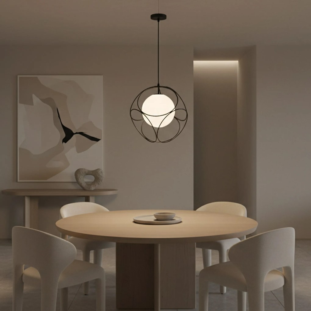 Závěsná lampa LA BELLE V černá/bílá