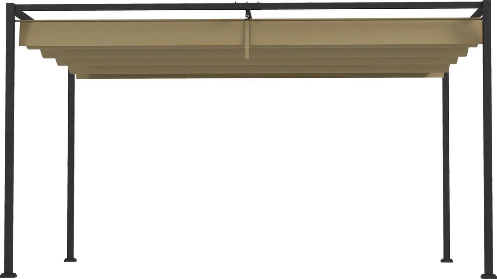Pergola, Robuster Sonnenschutz für Garten, Balkon, Terrasse, aus Metall und Kunststoff, UV- und wasserabweisend, Khaki