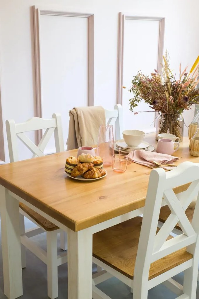 ARTEN Rustikální jídelní stůl POPRAD MES13B - borovice (bílý vosk) ROZMĚR: (š/h/v) 160 x 80 x 76 cm