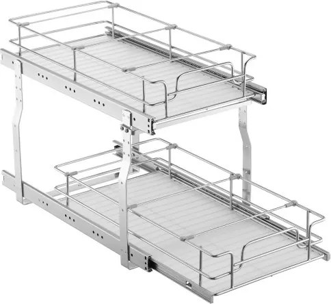 2-vrstvá drátěná výsuvná skříňka pod dřez Organizér 30,5 × 53,3 cm zásuvkový koš