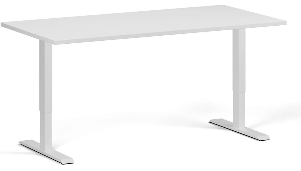 Výškově nastavitelný stůl, 160x80 cm, 1 motor, bílá podnož, bílá