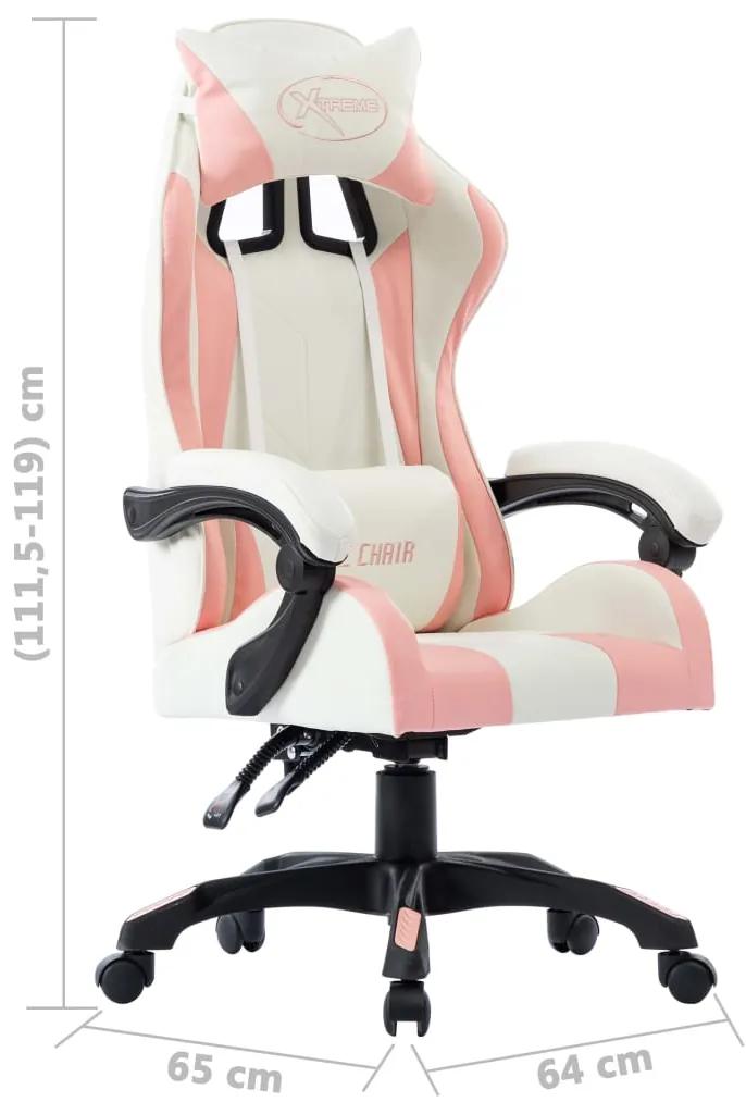 Herní židle růžová umělá kůže,  287984