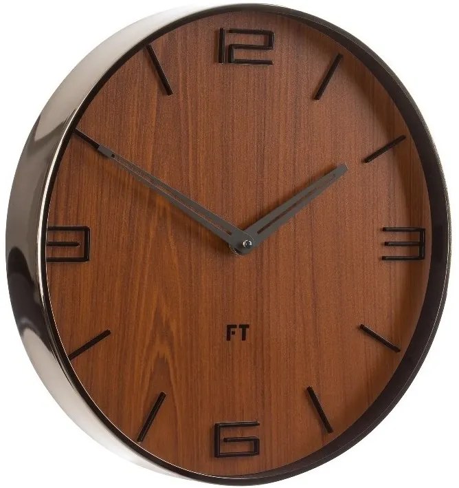 Designové nástěnné hodiny future time ft3010tt flat walnut titanium 30cm