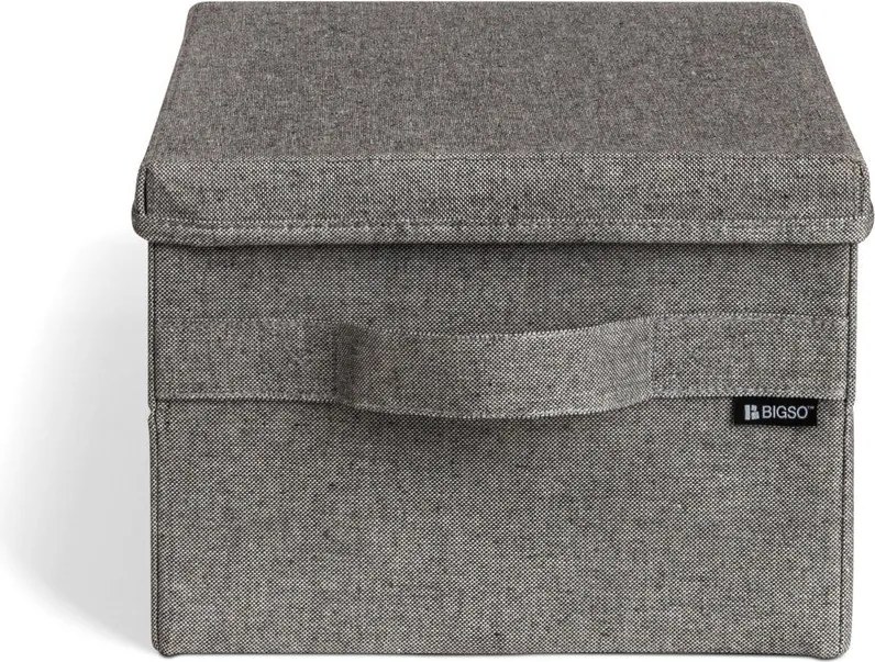 Šedý látkový úložný box s víkem 27x36x19 cm Soft Storage Small – Bigso