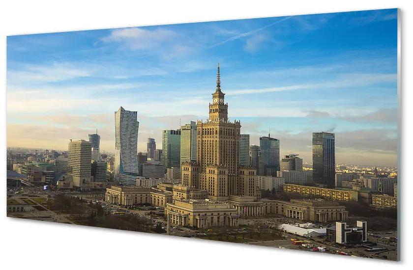 akrylový obraz Panorama Varšava mrakodrapů 100x50 cm