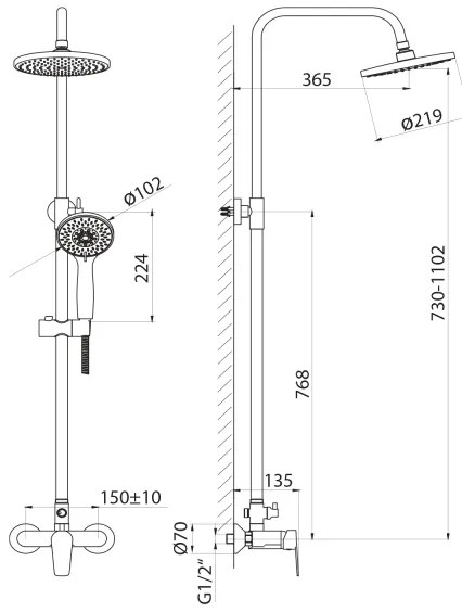Aqualine - Sprchová sada LOTTA lesklý chrom