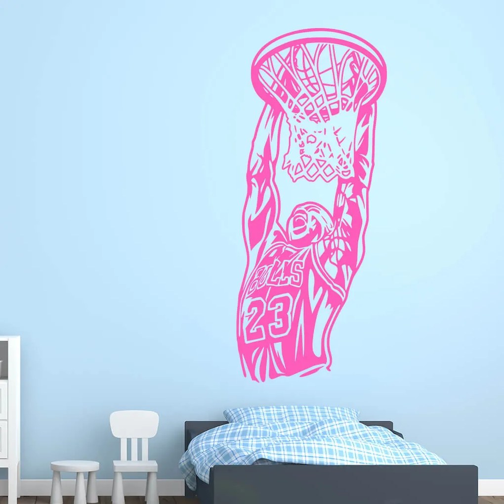 Živá Zeď Samolepka na zeď Michael Jordan Barva: růžová, Velikost: 100 x 42 cm