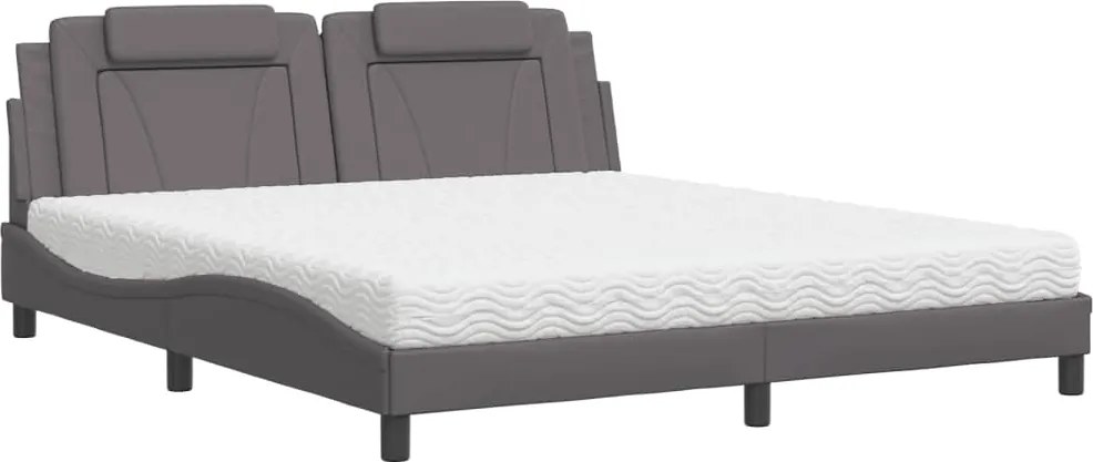 Postel Viana s matrací šedá 180 x 200 cm umělá kůže 3208813