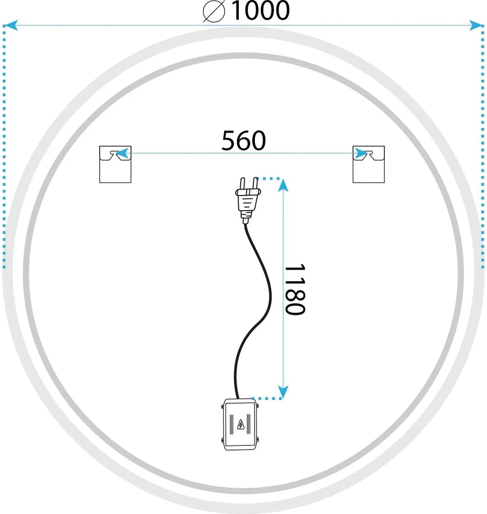 Tutumi Zrcadlo ⌀100 cm s vyhříváním a regulovatelným LED osvětlením HOM-00207