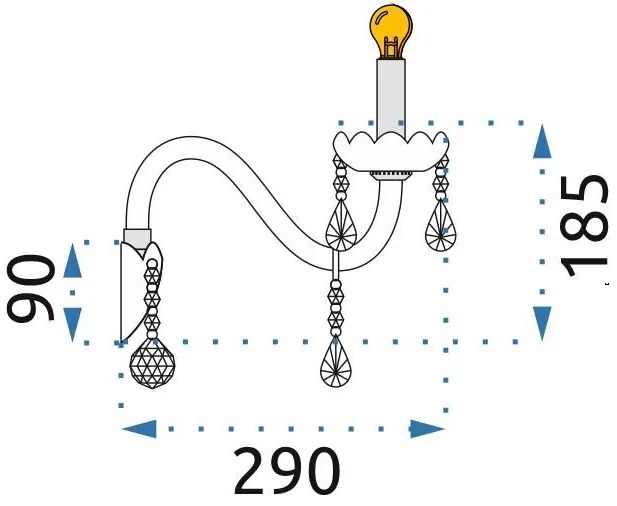 Toolight - nástěnná křišťálová lampa Kinkiet 300755, OSW-04602