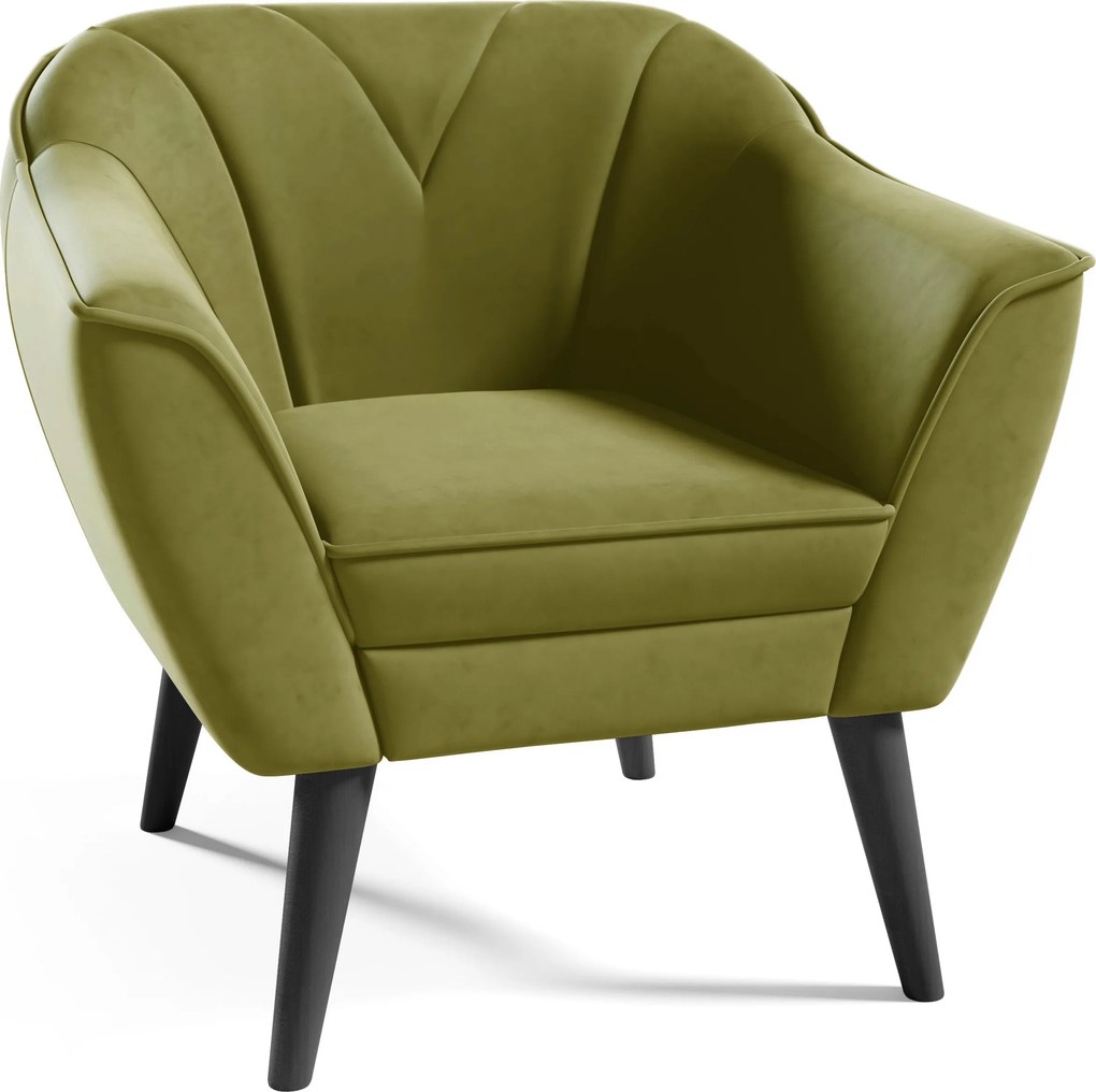 Eka Křeslo LOVA Látka Velutto: Zelená (Velutto 10), Výběr nohou: Přírodní