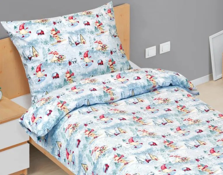 Bellatex Povlečení bavlněné Vánoce 140x200, 70x90 cm Slřítek na bruslích