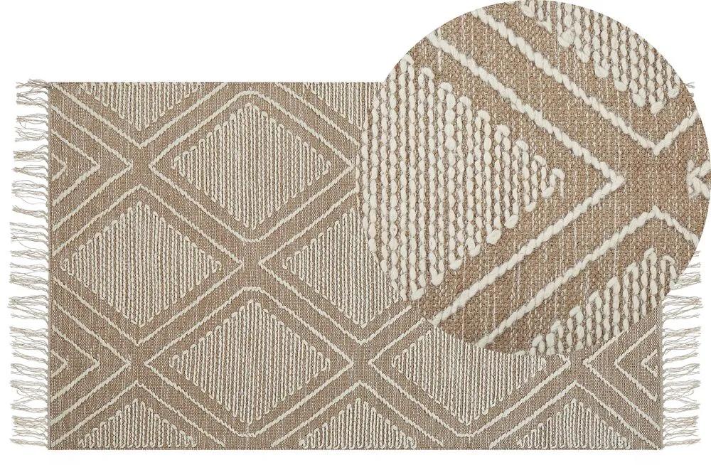 Bavlněný koberec 80 x 150 cm béžový/bílý KACEM Beliani