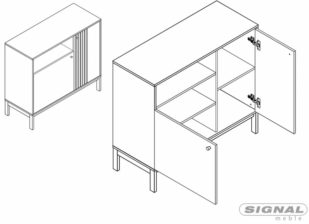 Komoda Frost I 100 cm krémová/alpský dub
